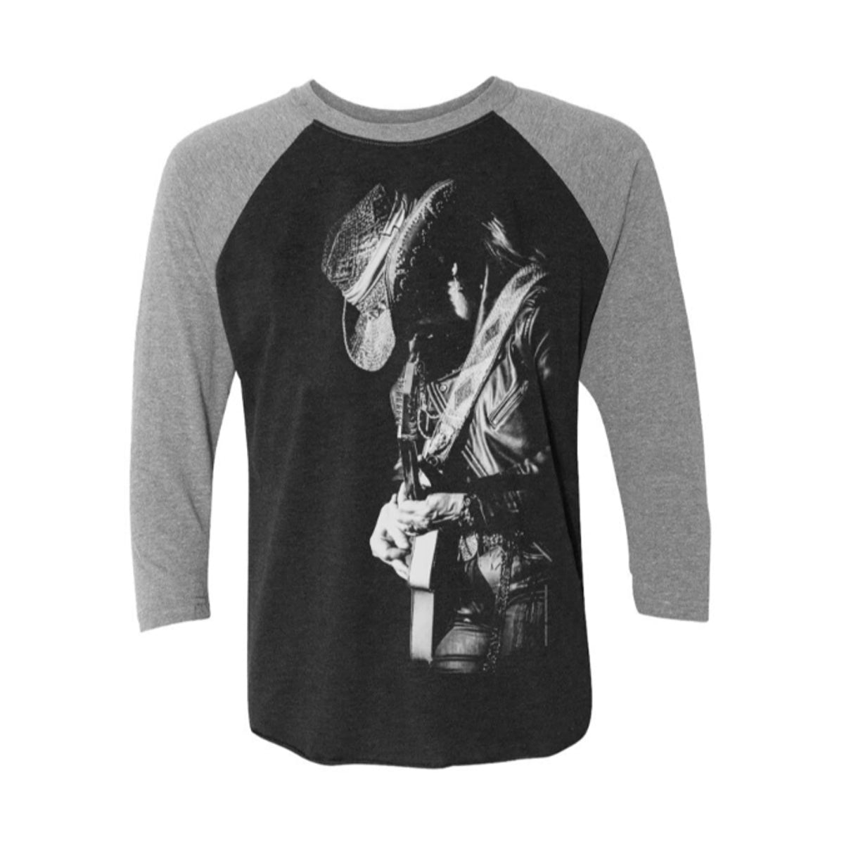 ME Guitar Photo Black / Grey Raglan – Melissa Etheridge
